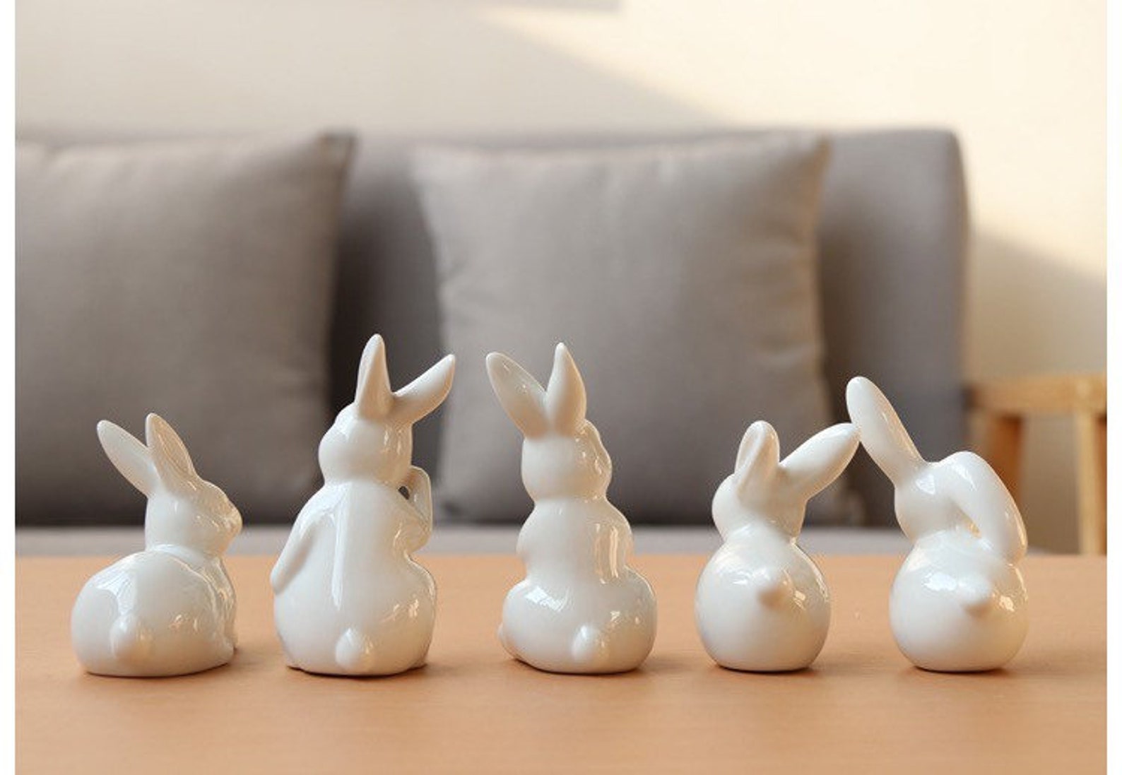 Ceramic Rabbit Home Ornament Set of 5 Bunnies - Etsy