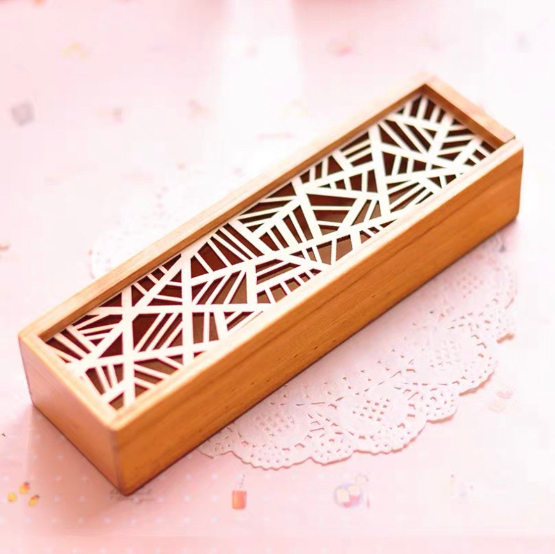 Wooden Pencil Box Delicate Engraved Slide Open Lid Storage Box - Etsy