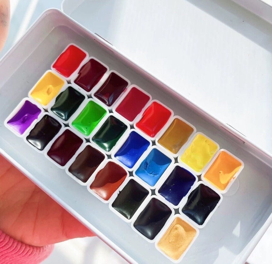 Watercolour Paint 24 Shades of Floral Colour Palette 1/8 Pans | Qtr ...