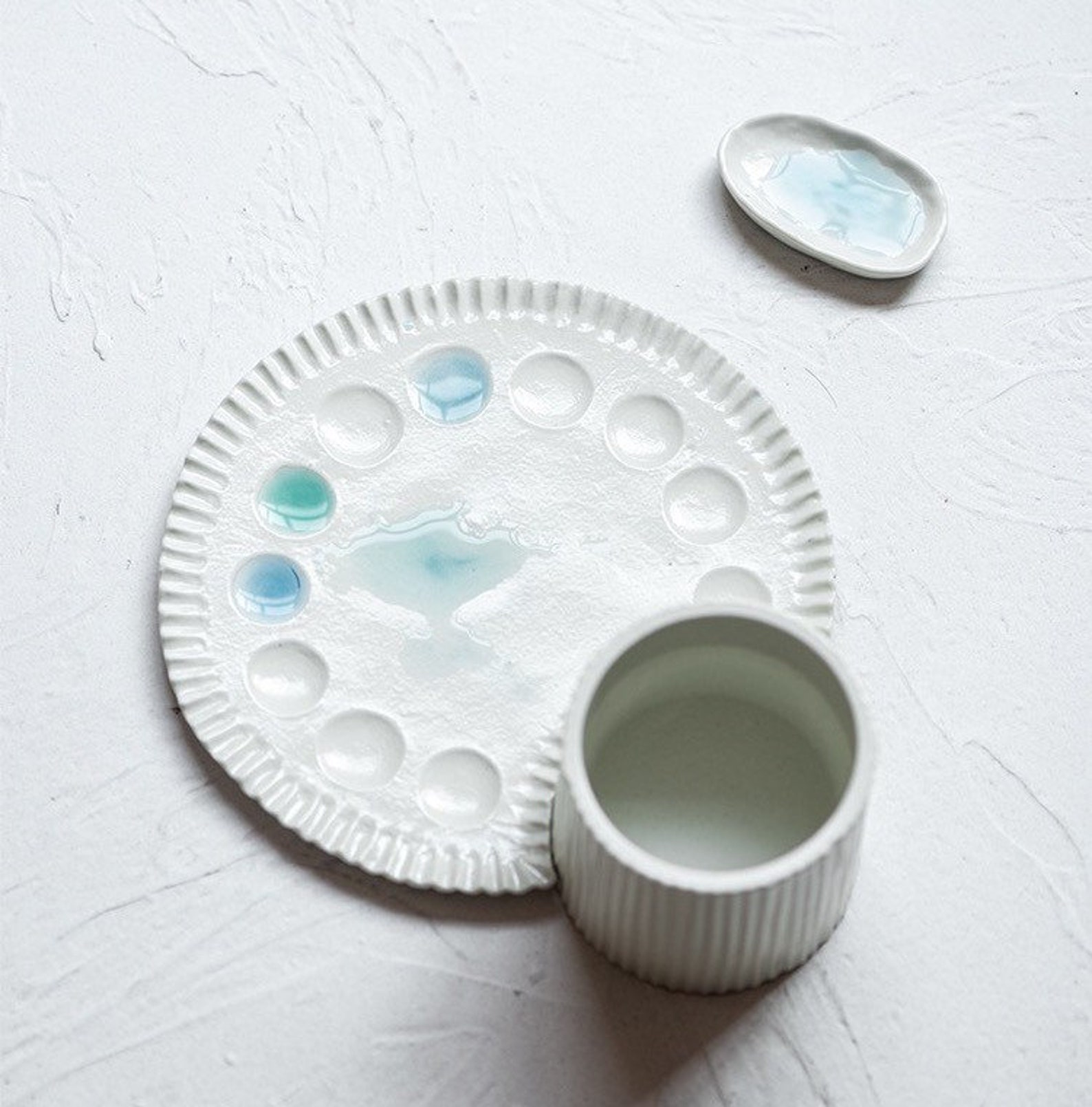 Ceramic Palette Wash Pot Artist Gift Set - Etsy