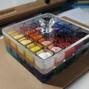 Acrylic Square Paint Case Stackable Painting Palette With Magnetic Lid ...