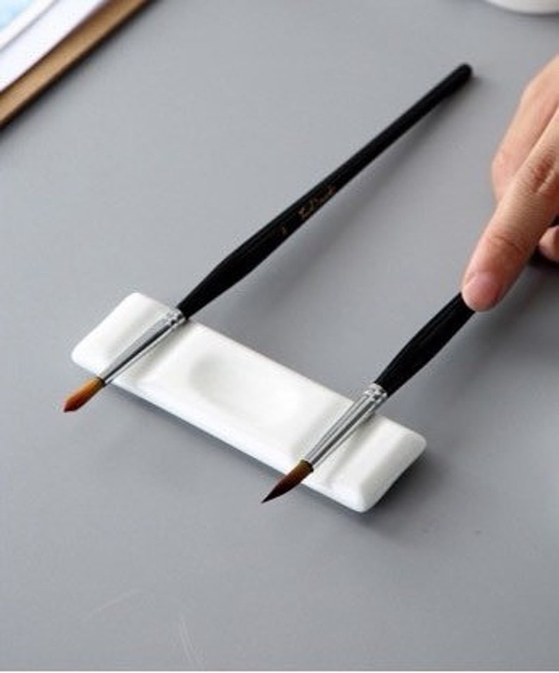 Ceramic Palette Watercolour Artist Painting Paintbrush Rest Washer Pot ...