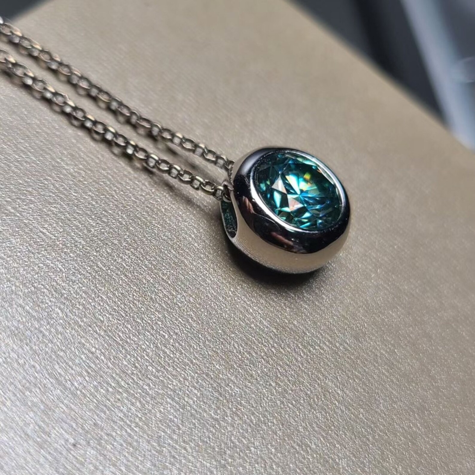 Gem Grade High Quality Blue Moissanite Pendant Necklace S925 | Etsy