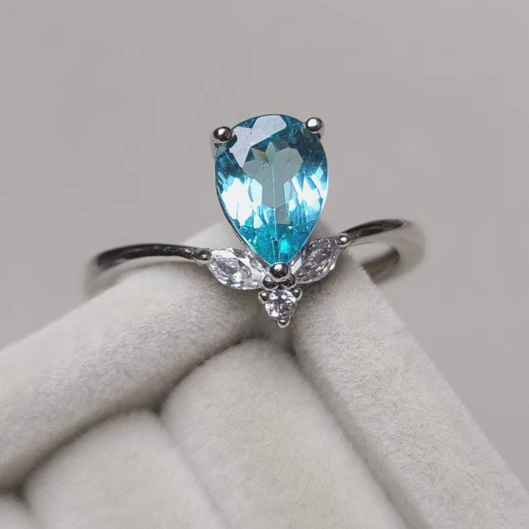 Neon Blue Apatite Crystal, High Quality Natural Apatite Ring S925 Sterling Silver, Natural ...