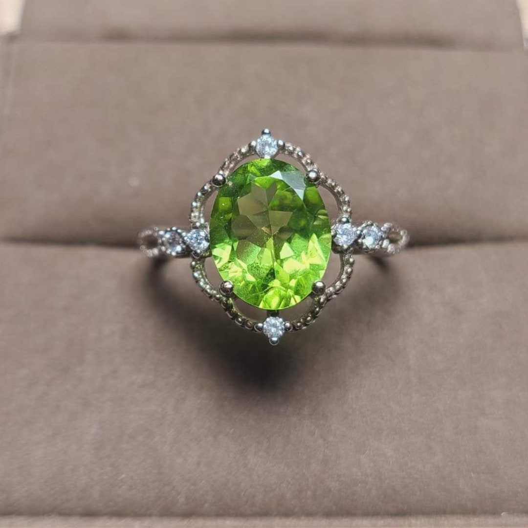 High Quality Natural Peridot Ring S925 Sterling Silver, Natural Peridot Ring, Natural Peridot ...