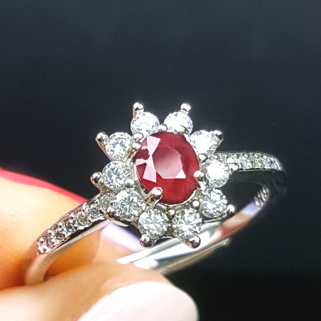 Gem Grade, High Quality Natural Red Ruby Ring S925 Sterling Silver ...