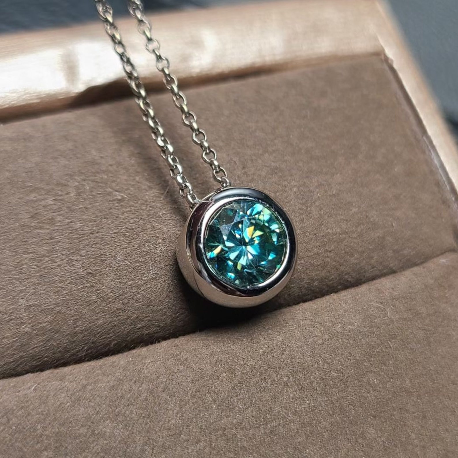 Gem Grade High Quality Blue Moissanite Pendant Necklace S925 | Etsy