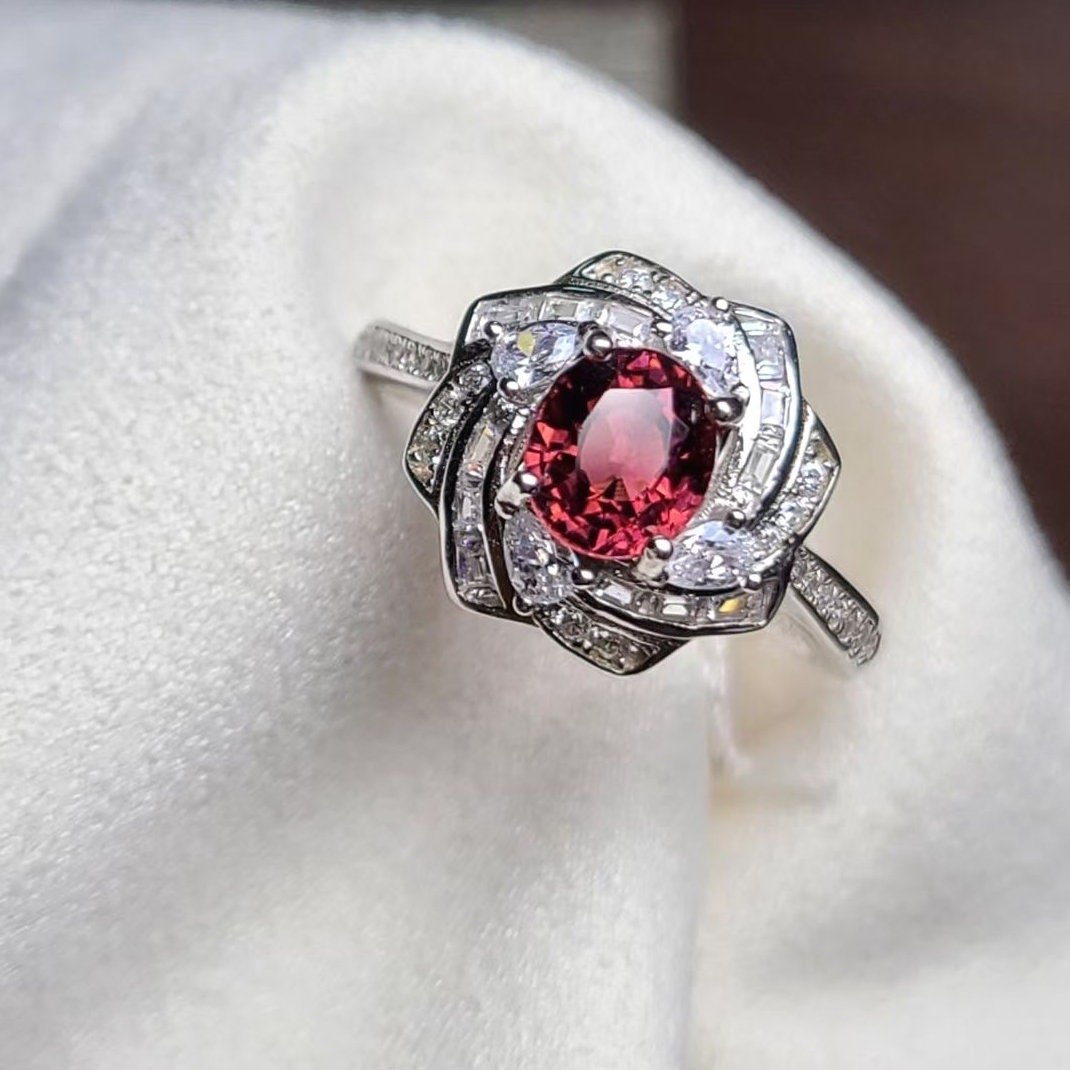Edelstein Ring Hochwertiger Roter Turmalin Ring S925 Sterling | Etsy