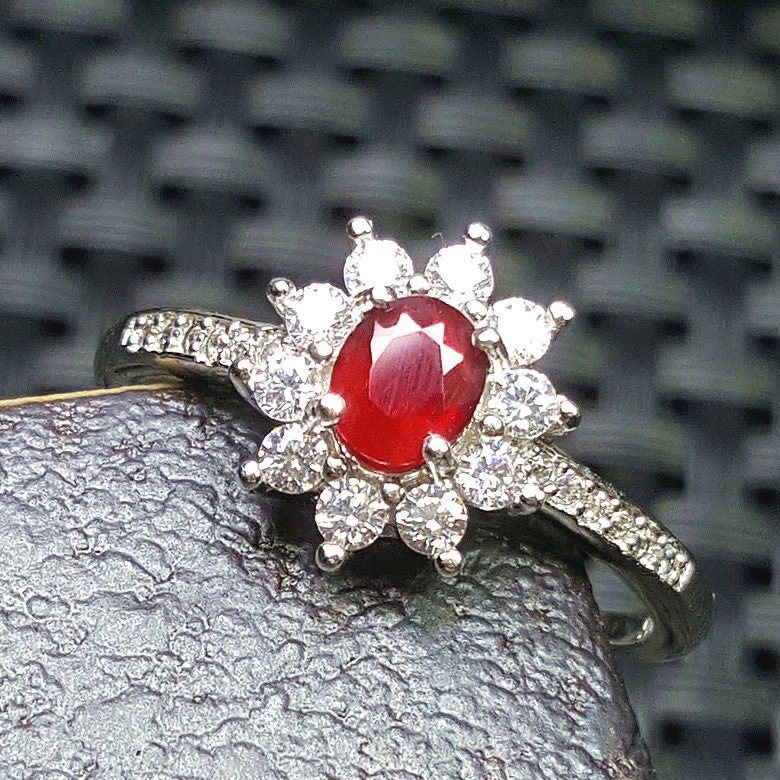 Gem Grade, High Quality Natural Red Ruby Ring S925 Sterling Silver ...