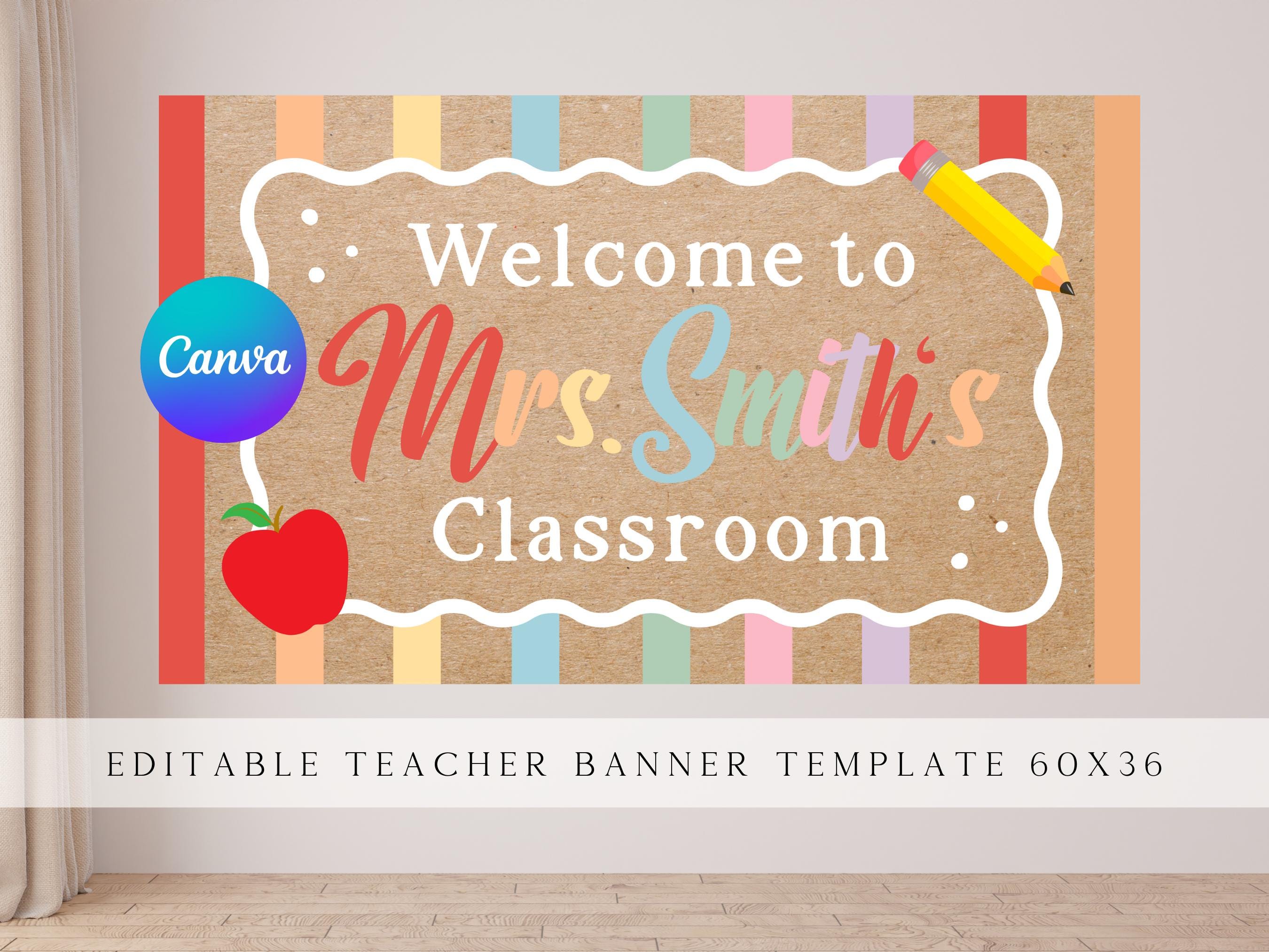 Editable Custom Teacher Name Welcome Classroom Painted Banner, First ...