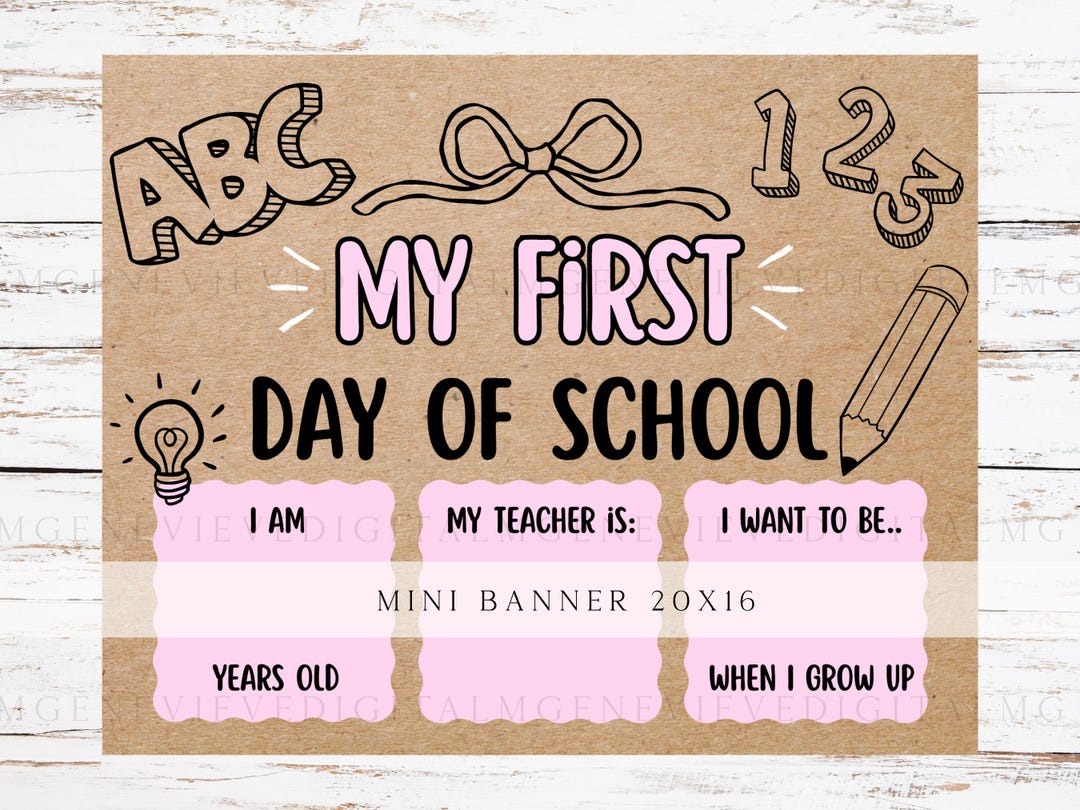 Mini Banner DIY Painted First Day of School Template, Back to School ...