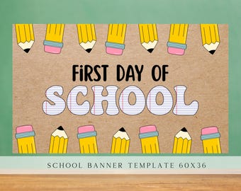 Happy First Day of School Painted Banner Digital Template - Etsy