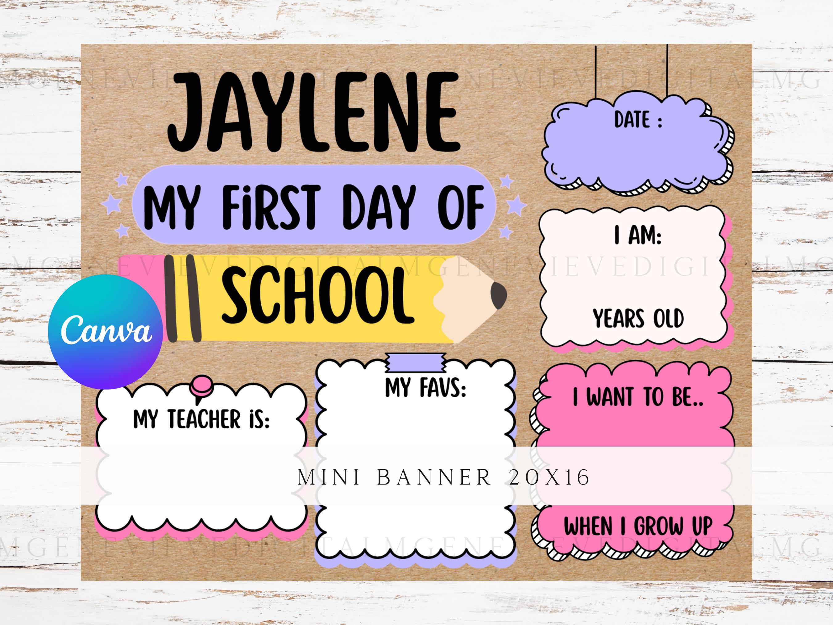 Editable Canva Mini First Day of School Banner DIY Template, Digital ...