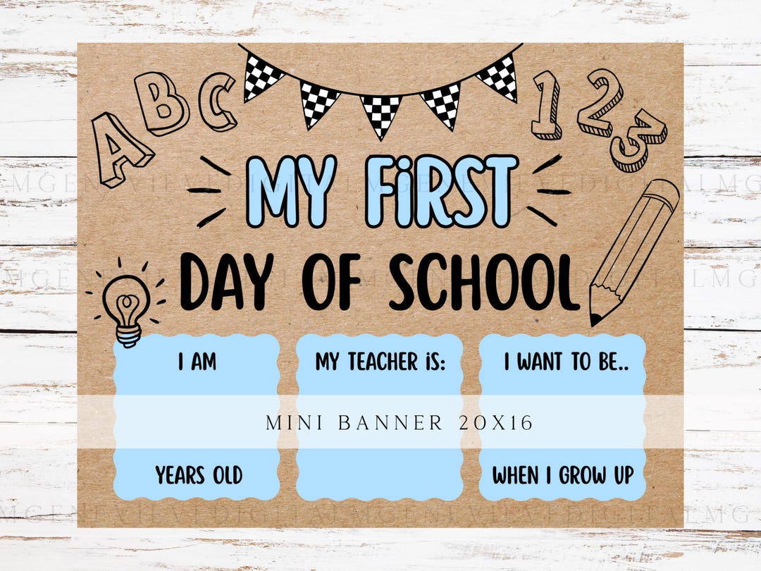 Mini Banner DIY Painted First Day of School Template, Back to School ...