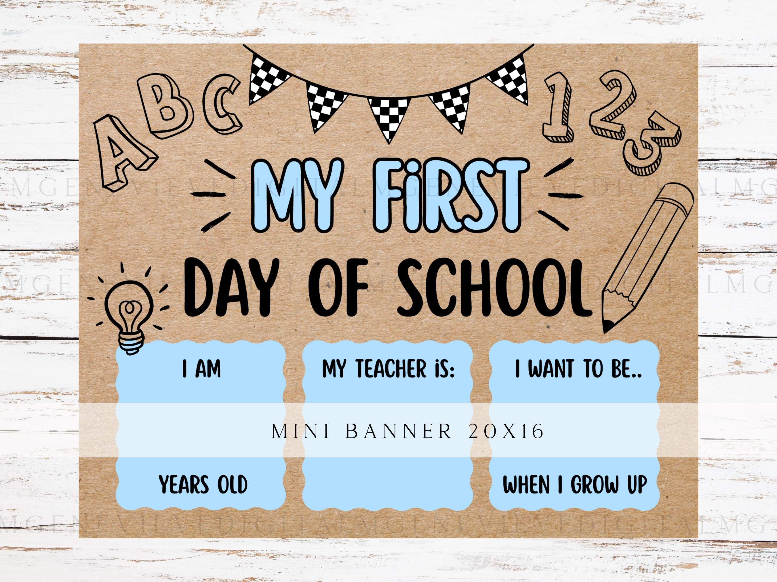 Mini Banner DIY Painted First Day of School Template, Back to School ...