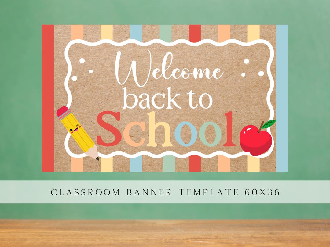 Welcome Back to School Painted Banner Template, Frist Day of School ...