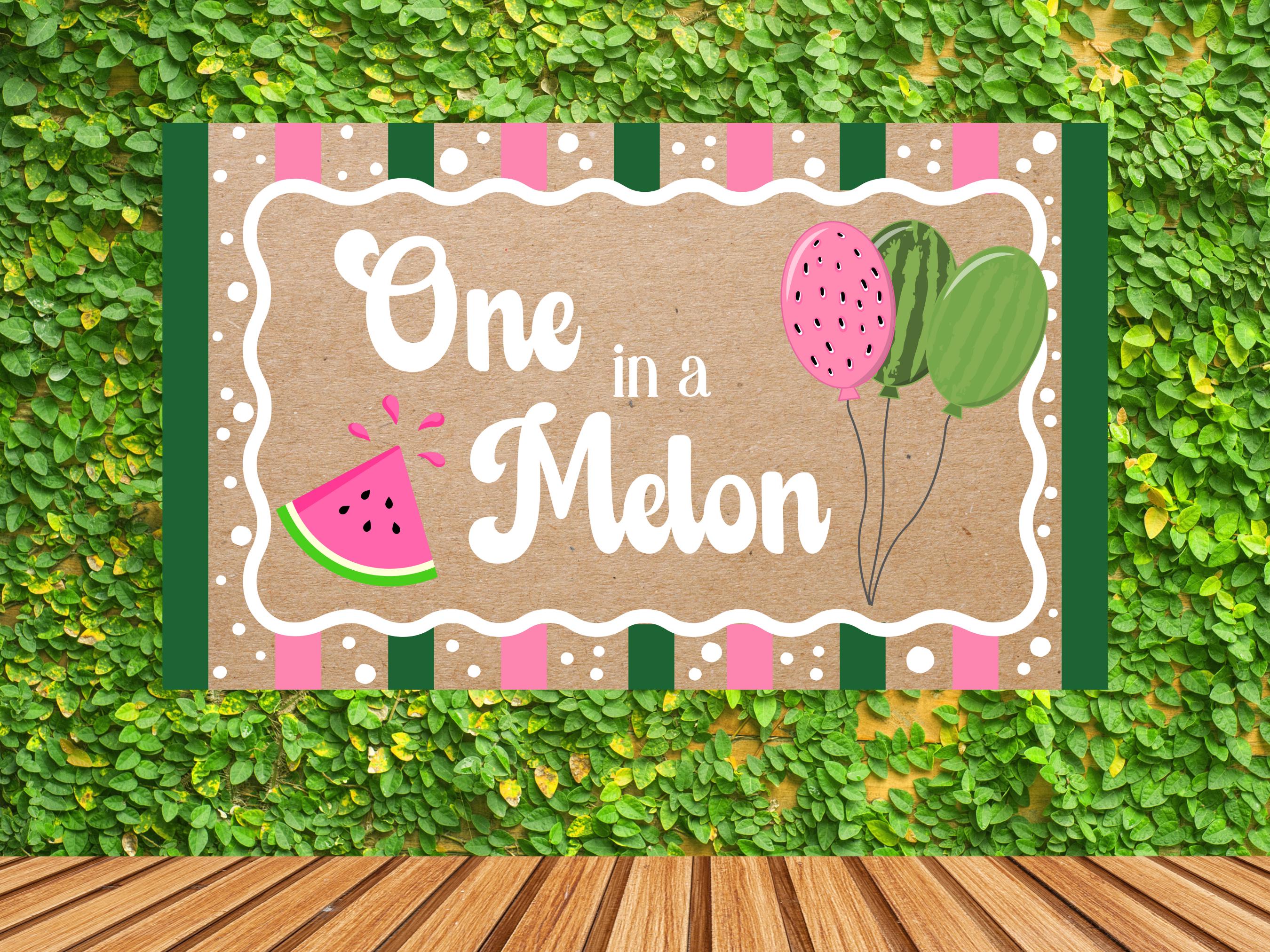 One in a Melon Birthday Painted Banner Décor Template, Melon Party ...