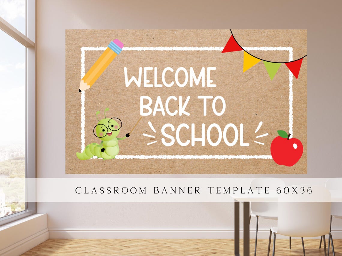 Welcome Back to School Painted Banner Template, First Day of School ...
