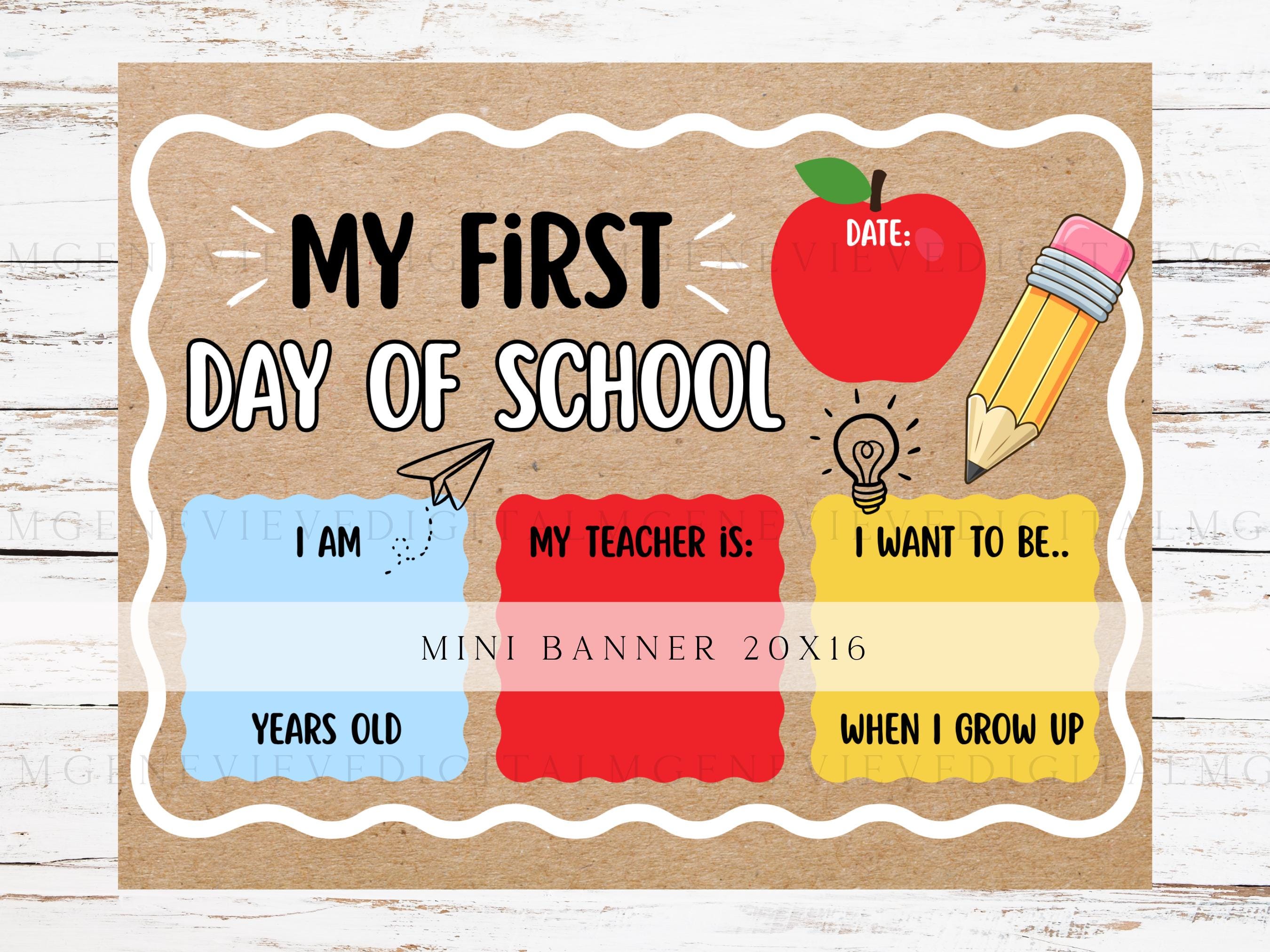 Mini Banner DIY Painted First Day of School Template, Back to School ...