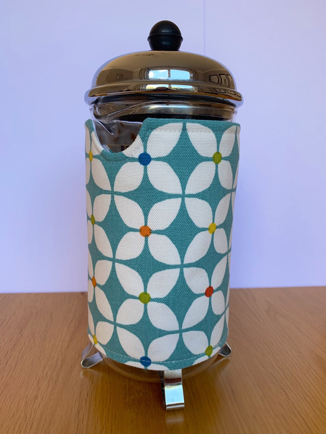 Cafetiere Cosy in Fun Azure Geometric Print. Insulated Jacked for ...