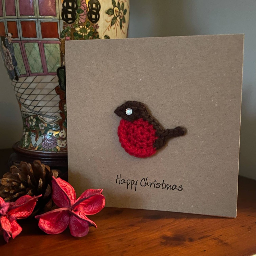 Handmade Christmas Card - Crochet Robin - Etsy