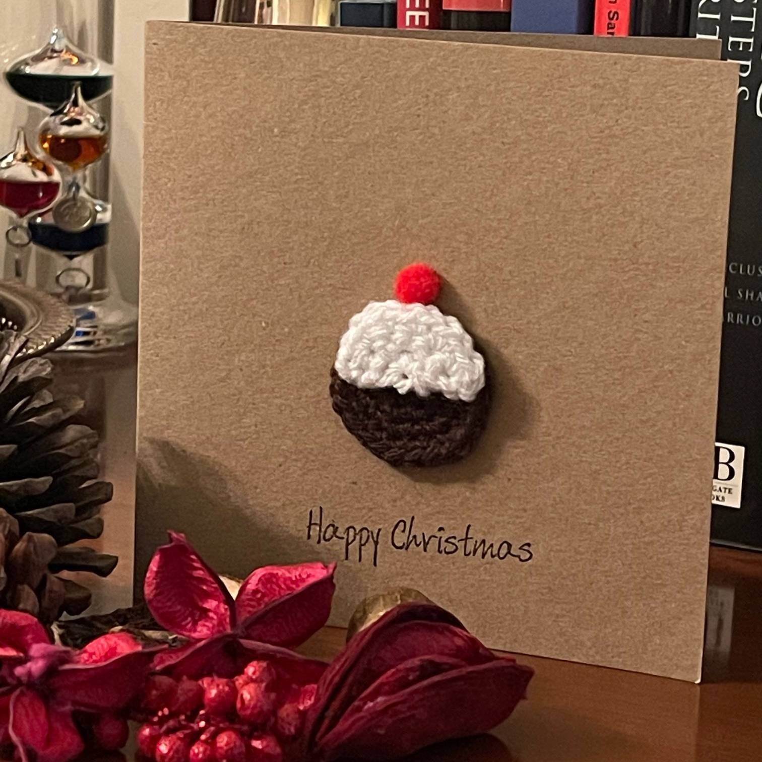 Handmade Christmas Card - Crochet Christmas Pudding - Etsy UK