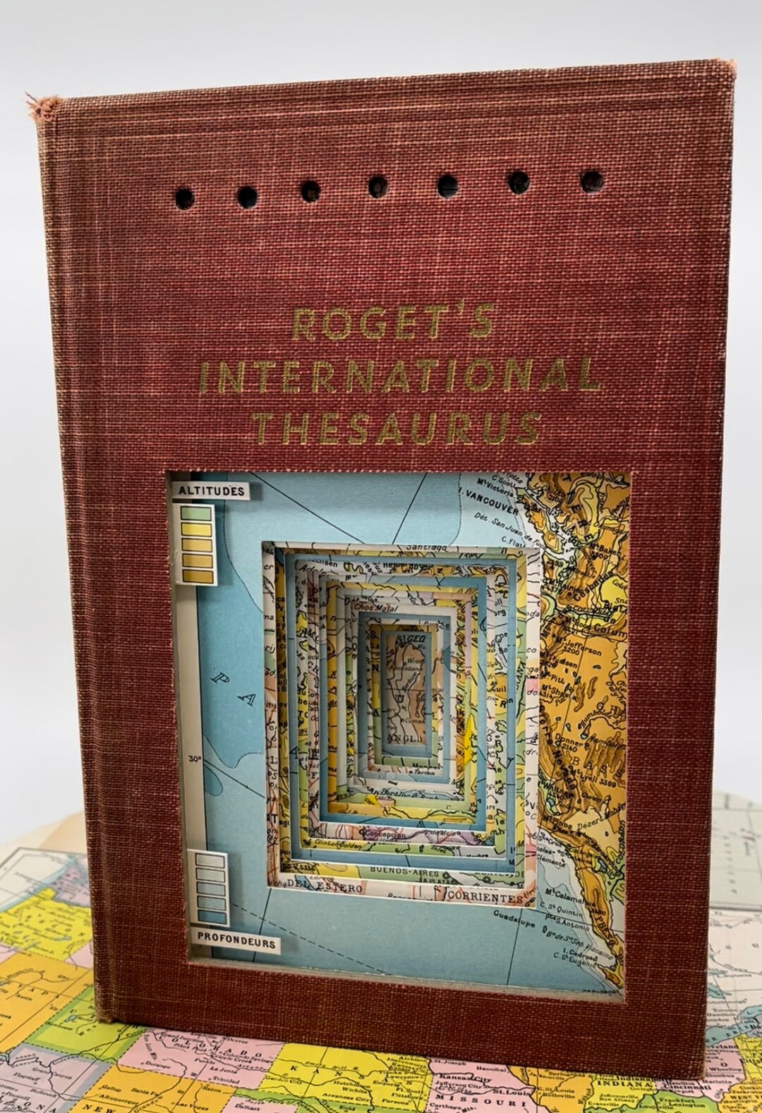 Deep Atlas Maps Atlas Handmade Gift for Book Lover Upcycled Altered ...