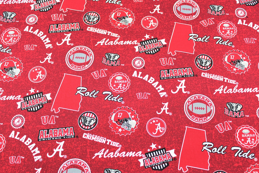 Alabama Roll Tide Fat Quarter - 18" X 21" 100% Cotton College Fabric ...