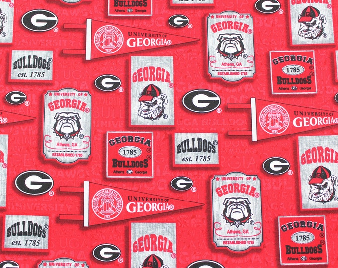 University of Georgia Fat Quarter 18 X 21 100% Cotton NCAA Fabric ...