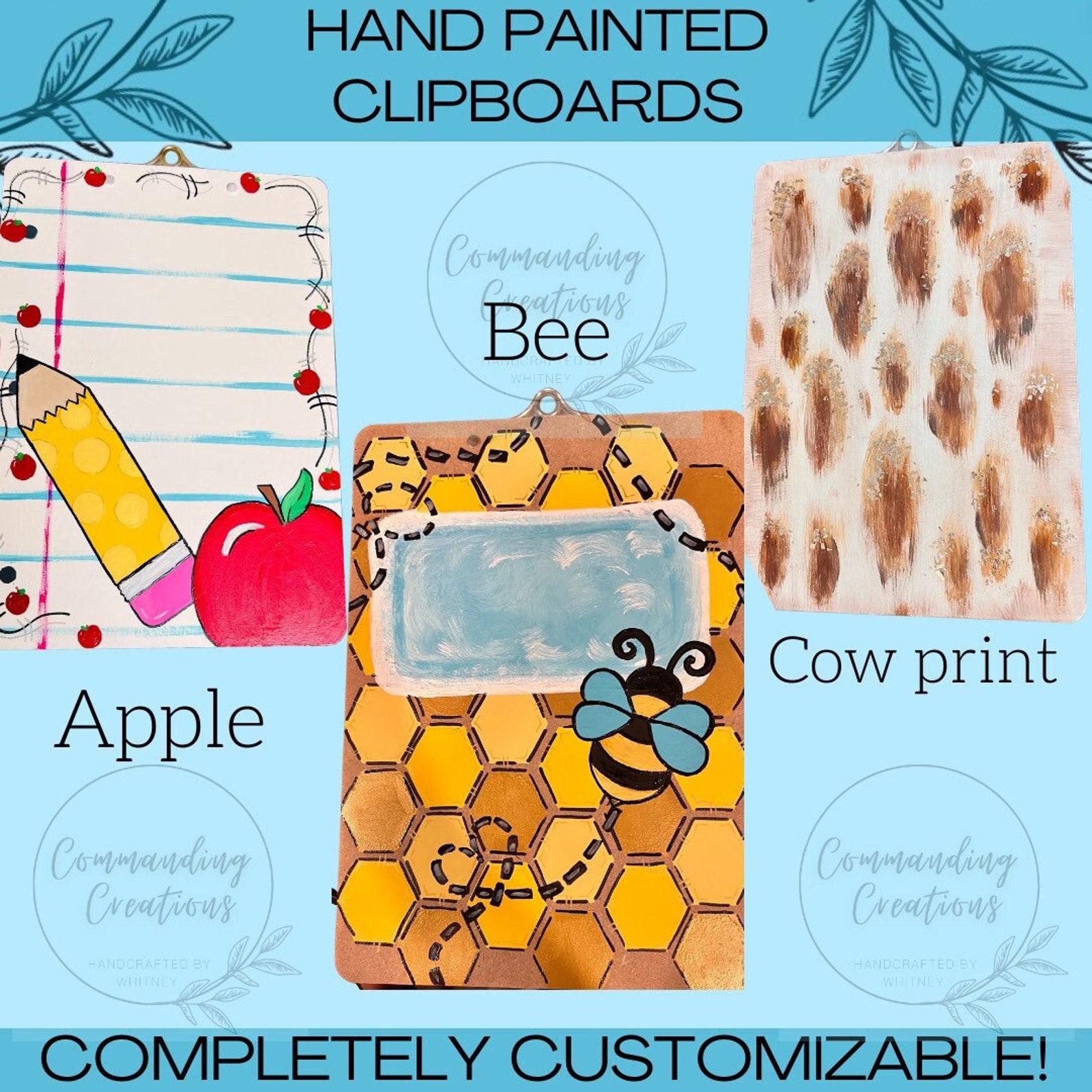 Handpainted Clipboards Completely Customizable Many Styles Teacher Gift ...