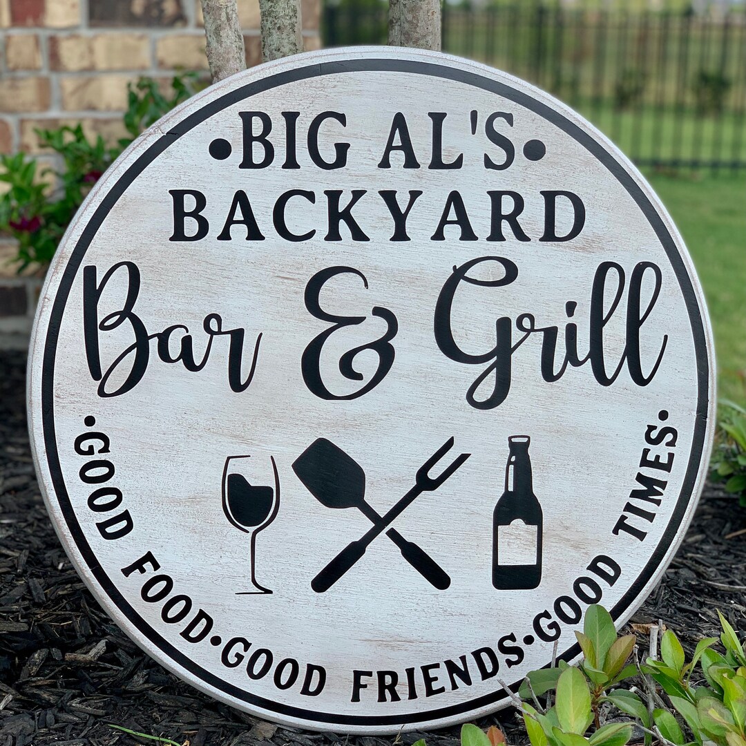 Custom Patio Bar and Grill Sign XL Round Outdoor Sign, Gifts for Men - Etsy