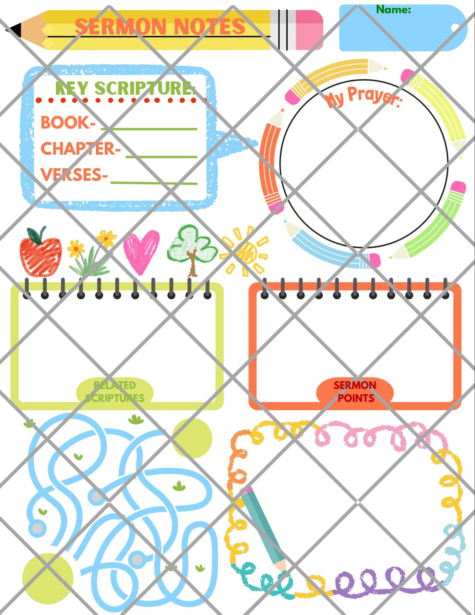 Kids’ Sermon Notes Printable | Double-sided Digital PDF W/ Coloring ...