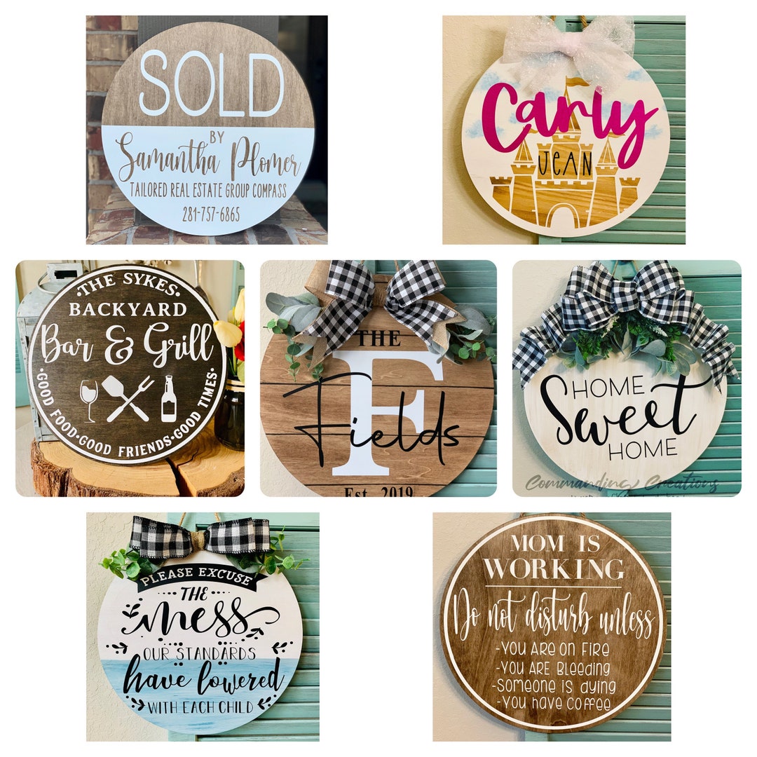 Round Welcome Signs, Front Door Sign, Housewarming Gift, Custom Decor ...