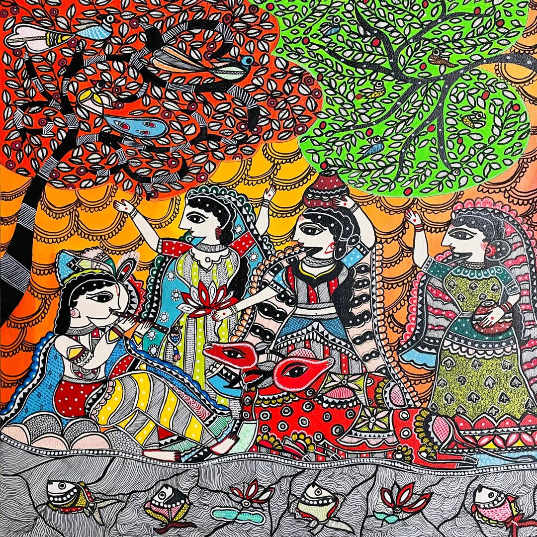 Krishna Mithila Art - Etsy