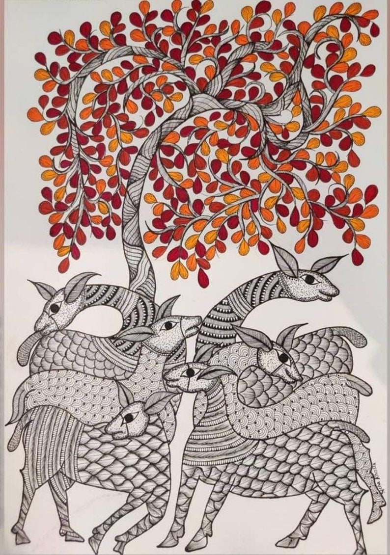 Beautiful Gond Art Painting - Etsy