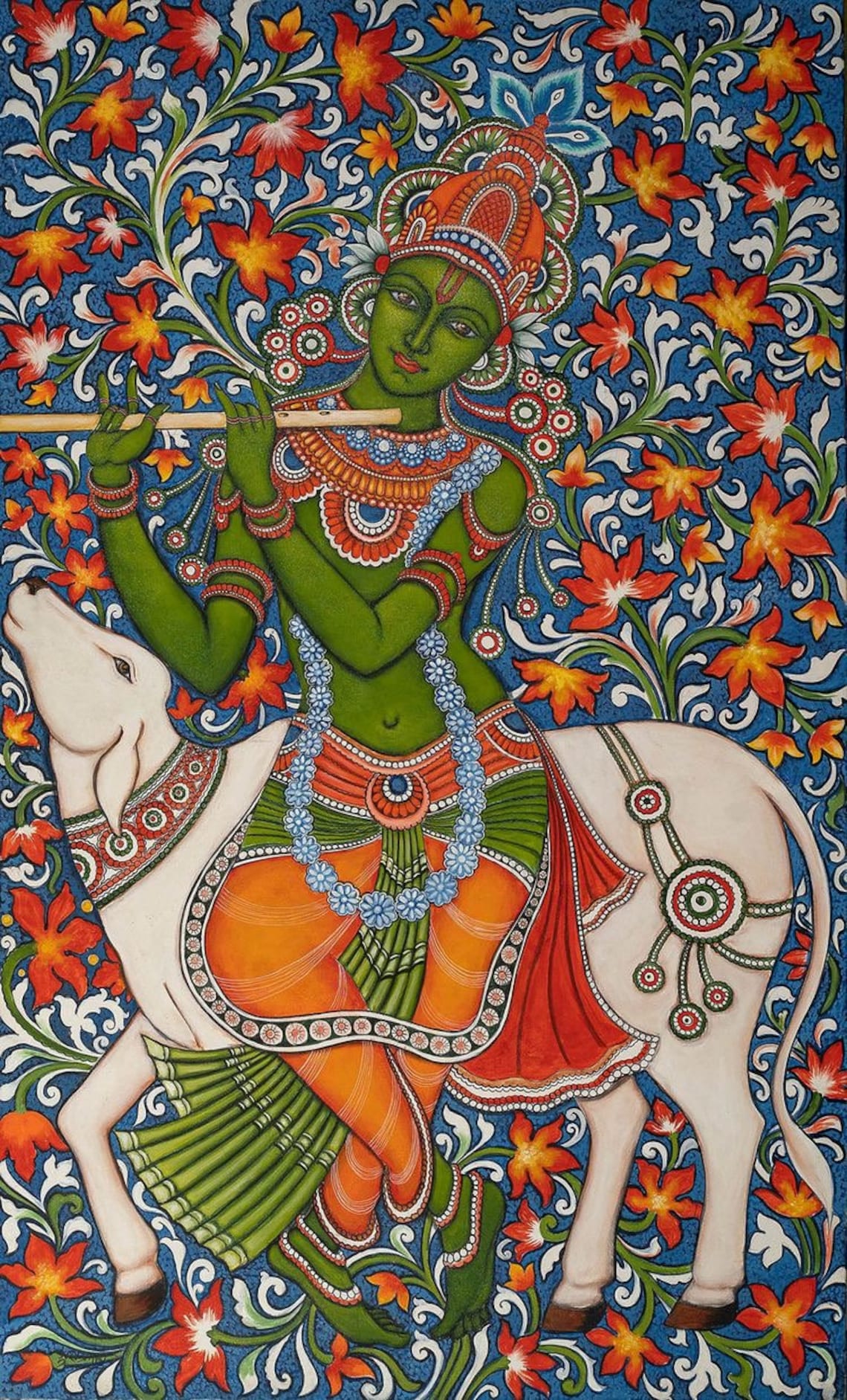 Krishna Indian Folk Art Painting - Etsy