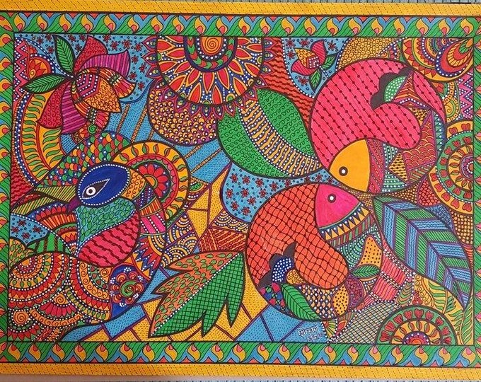 Modern Mithila Art - Etsy
