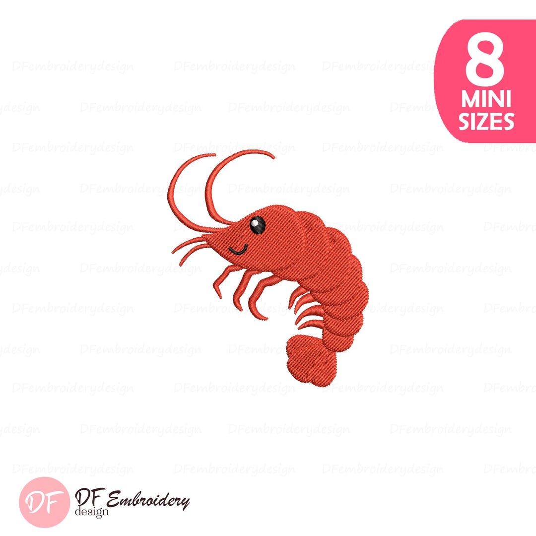 Mini Baby Shrimp Embroidery Design: Sea Animal Machine Embroidery File ...