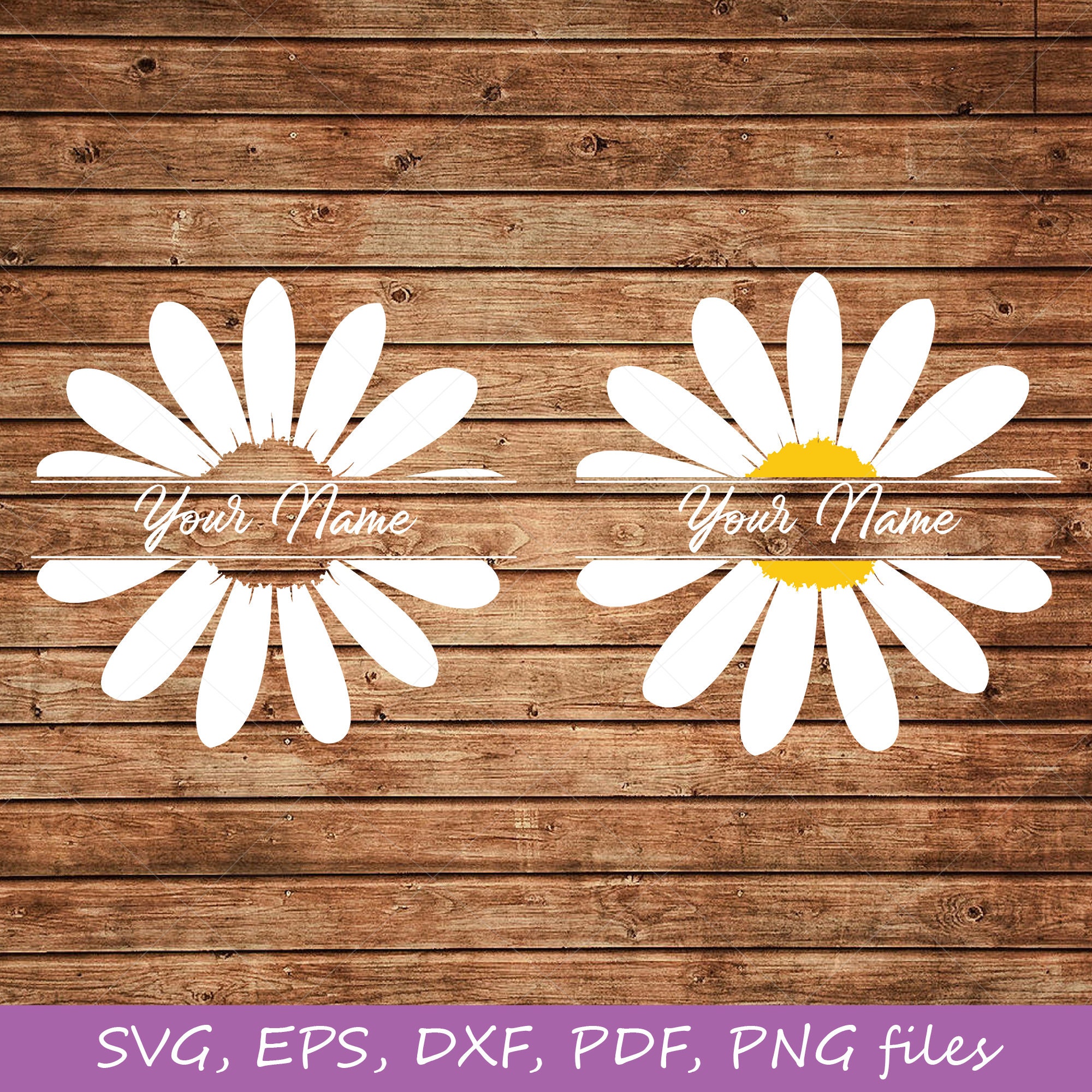 Daisy SVG bundle Daisy Split Name Frame SVG Flower svg | Etsy