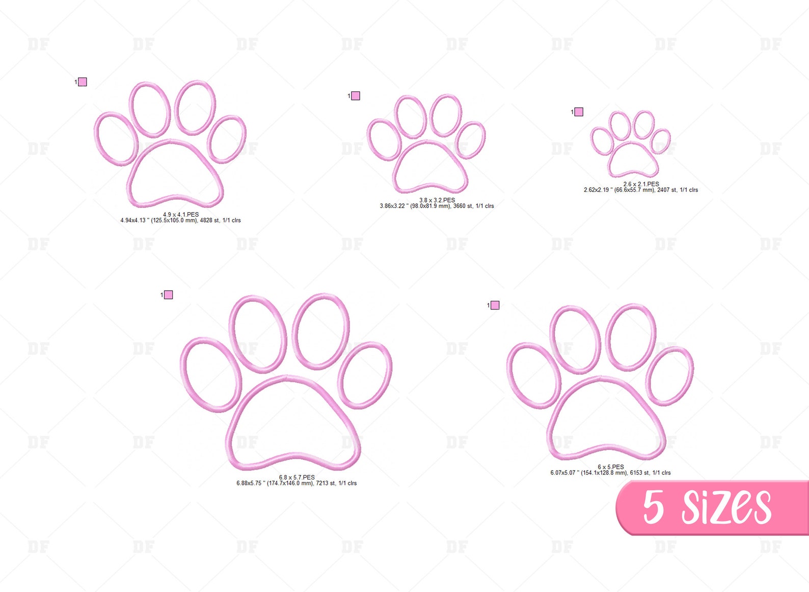 Paw Embroidery Design Paw Embroidery Bundle Dog Paw - Etsy