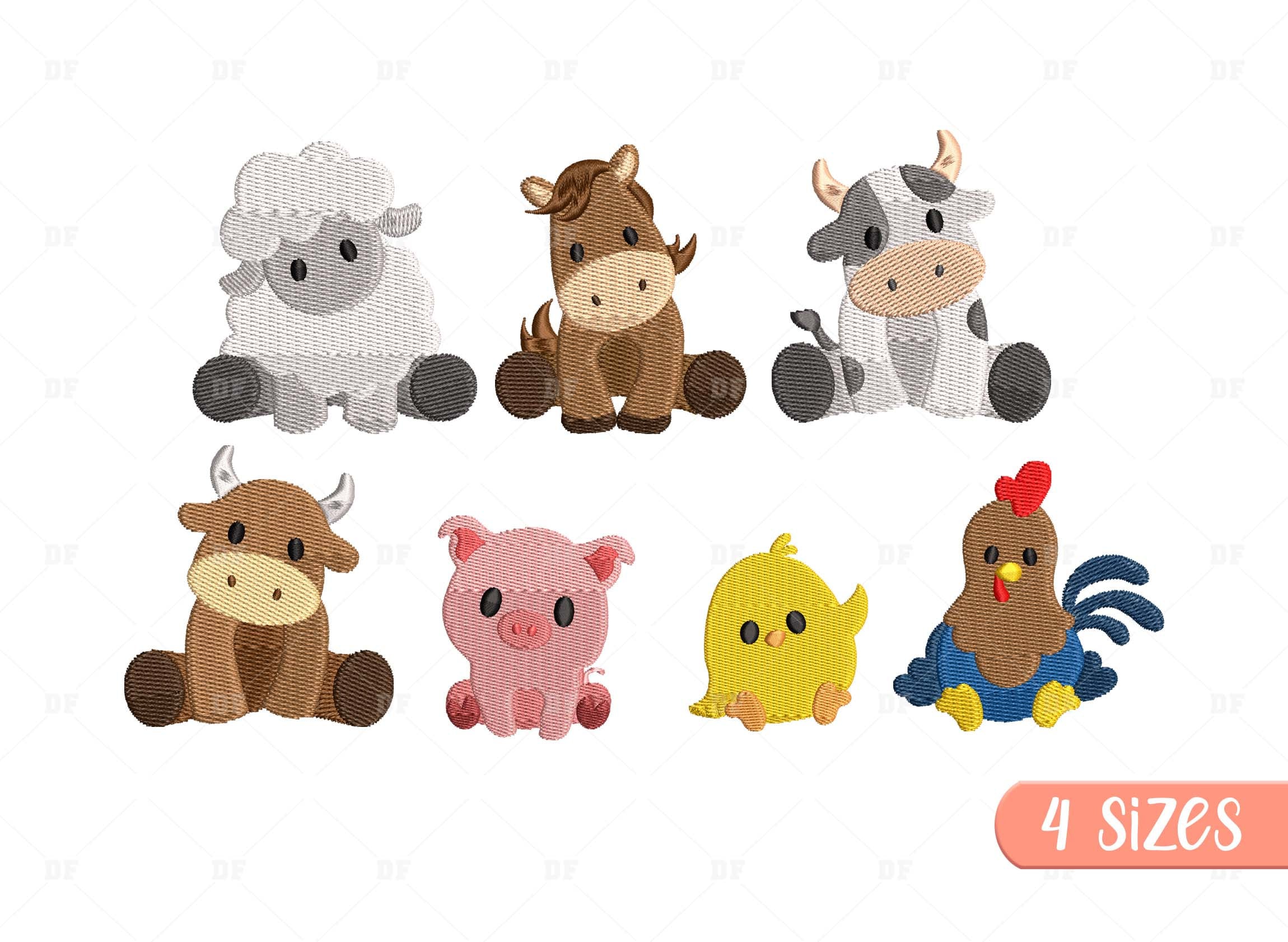 Mini Farm Animals Embroidery Designs, Machine Embroidery (digital ...
