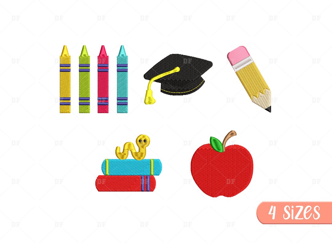 Mini Pencil Embroidery Design, Mini School Embroidery Design, Back to ...