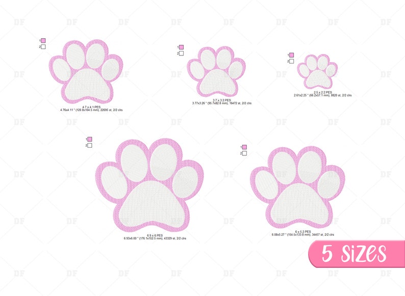 Paw Embroidery Design Paw Embroidery Bundle Dog Paw - Etsy
