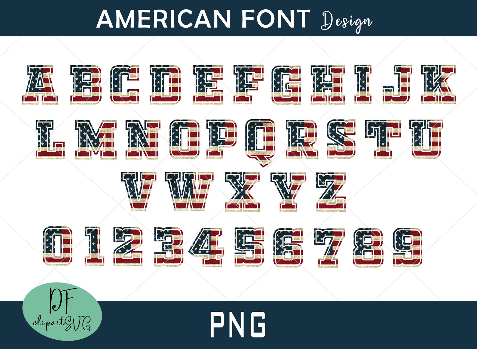 American Alphabet Font American Number American Alphabet | Etsy
