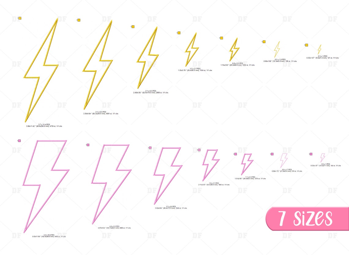 Lightning Bolt Embroidery Design: Mini Sizes (digital Download) - Etsy