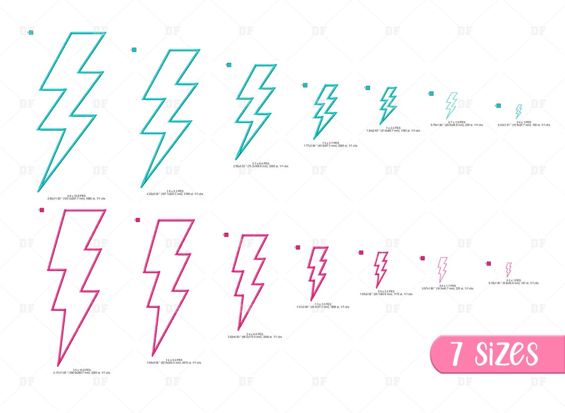 Lightning Bolt Embroidery Design: Mini Sizes (digital Download) - Etsy