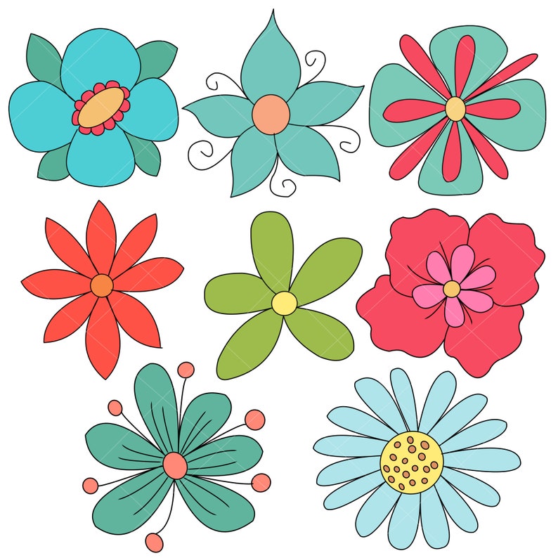 Flower Clipart Bundle 24 Flower Clipart Flower Clip Digital - Etsy