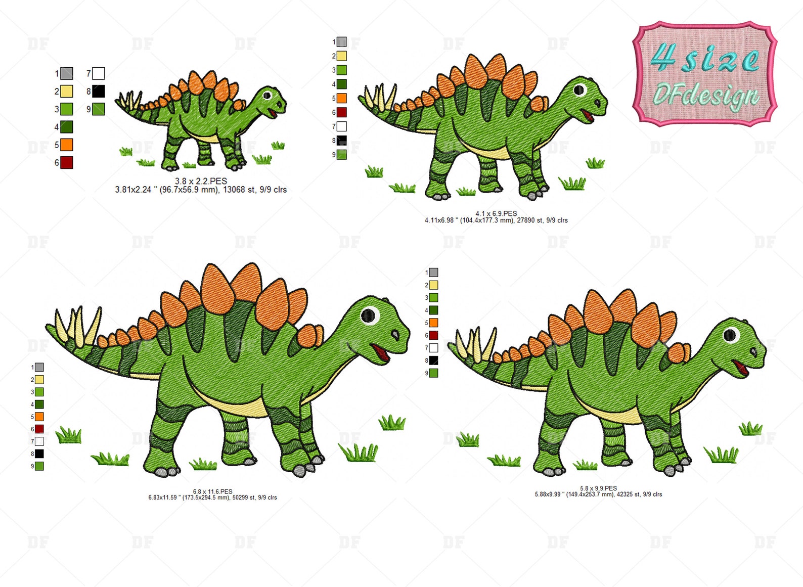 Dinosaur Embroidery Design Bundle: T-rex, Stegosaurus (digital Download ...