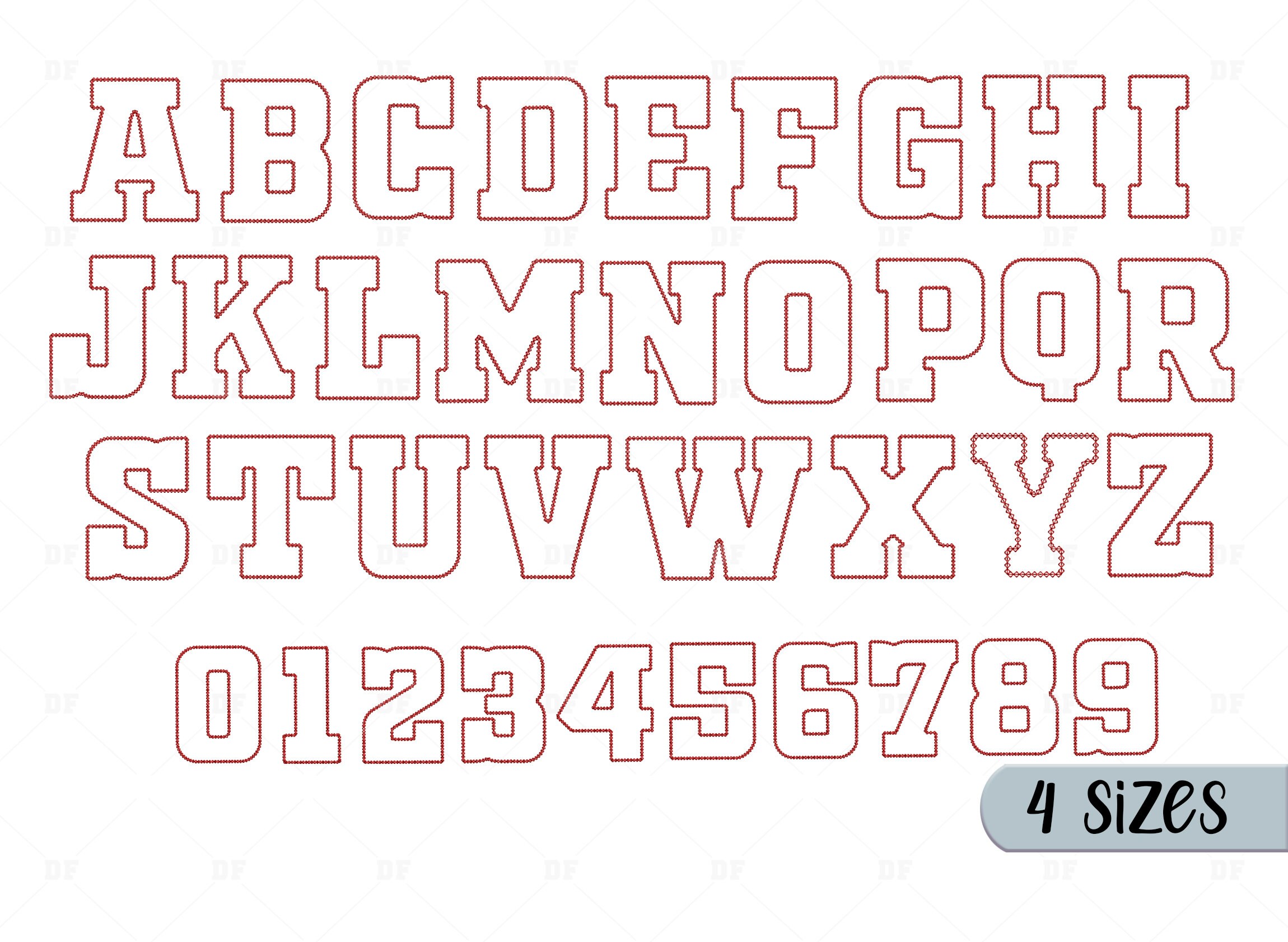 Athletic Font Embroidery Designs: Sport Letters and Numbers (4 Sizes ...