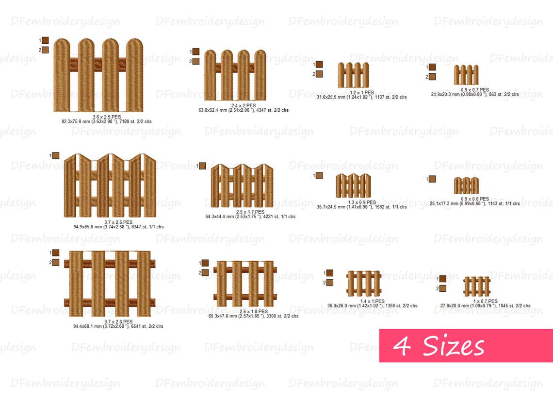 Mini Wooden Fence Embroidery Design: Rustic Garden Pattern (digital ...